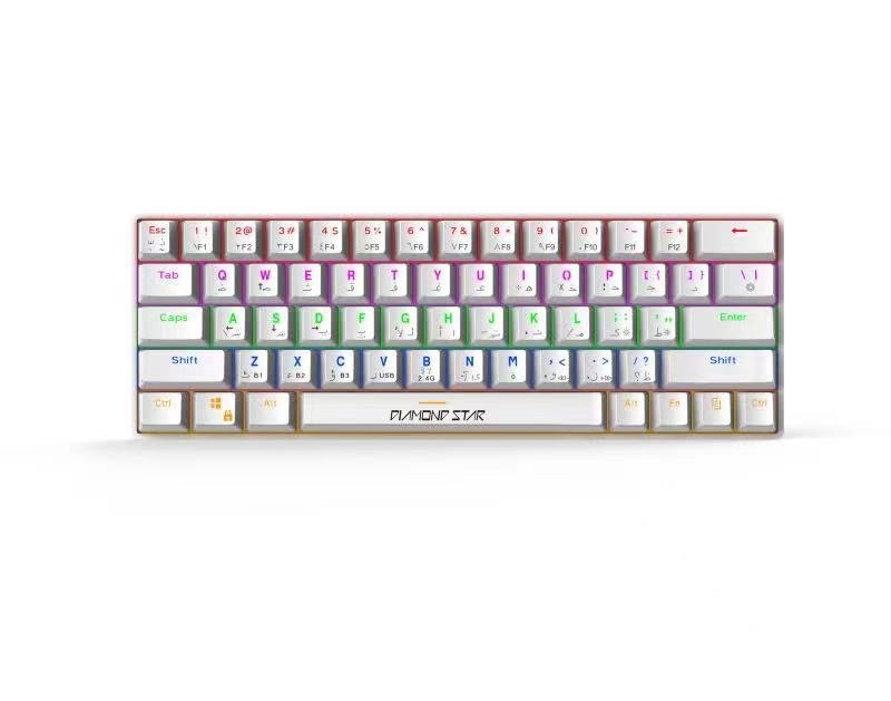 Diamond Star wired mechanical keyboard 61 keys – RGB White (Arabic-Eng ...