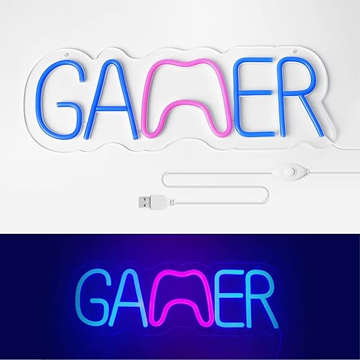 Gaming Neon Sign "LED Gamer" – Level Up
