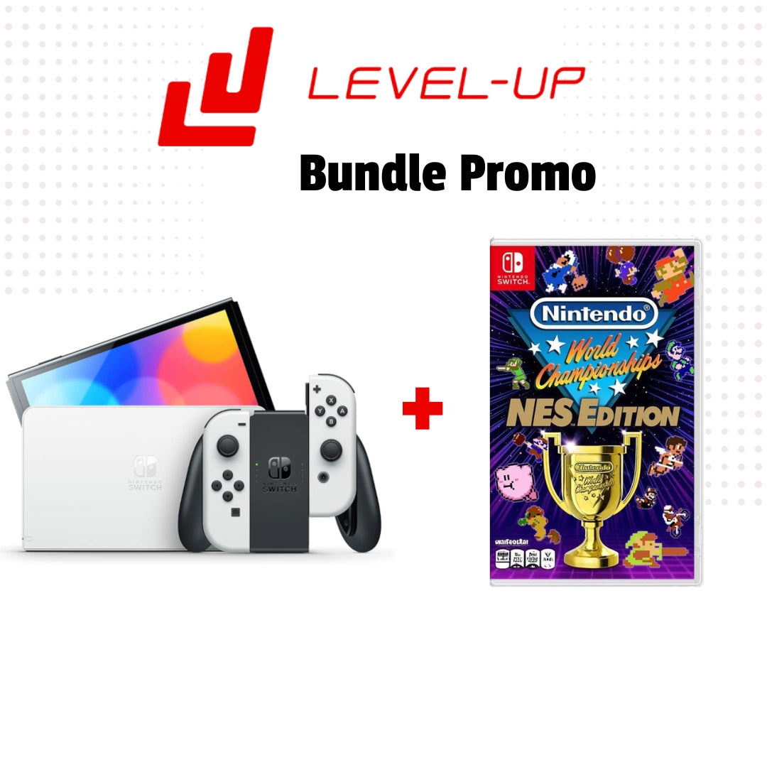 Level Up Bundle: Nintendo Switch OLED Model white joycon with Nintendo