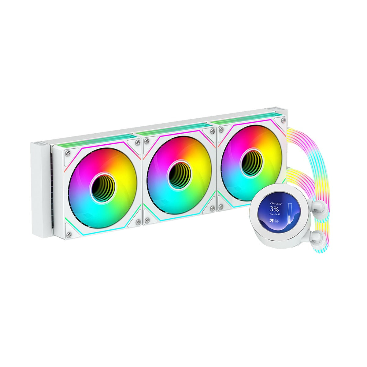 LC GAMEON Kraken N360 LCD Liquid CPU Cooler – 360mm – White – Level Up