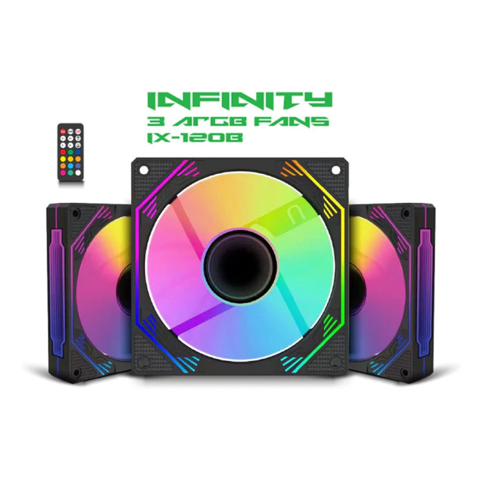 PC Case SHARX INFINITY, Pack of 3 ARGB Case Fans, Black, 120mm Model I ...