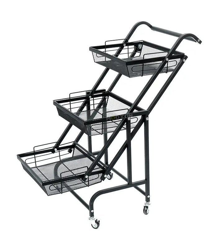 3 Tier Adjustable & Foldable Kitchen Storage Metal Rack Organizer ...