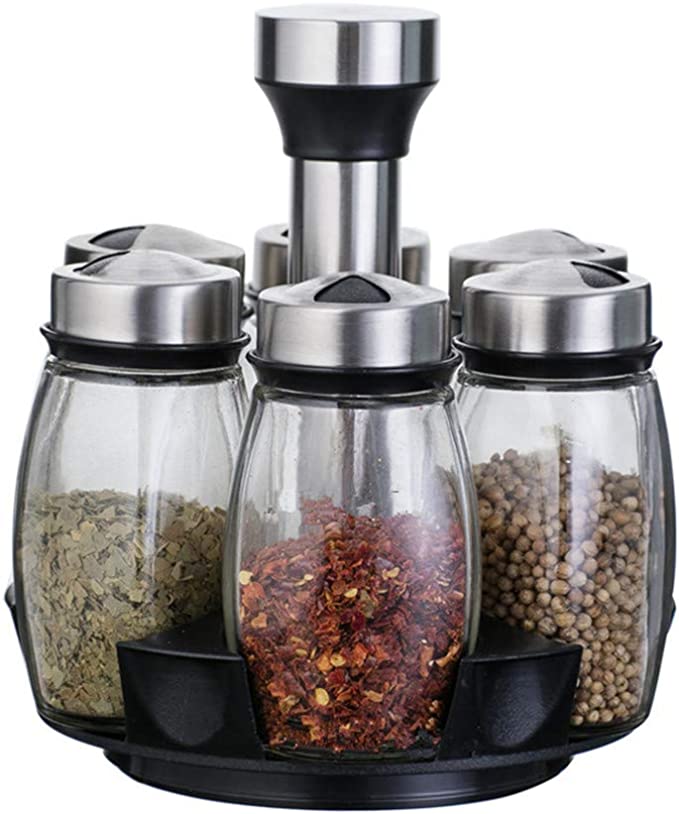 6 pcs Rotating Condiment Spice Jars Set for Kitchen Level Up