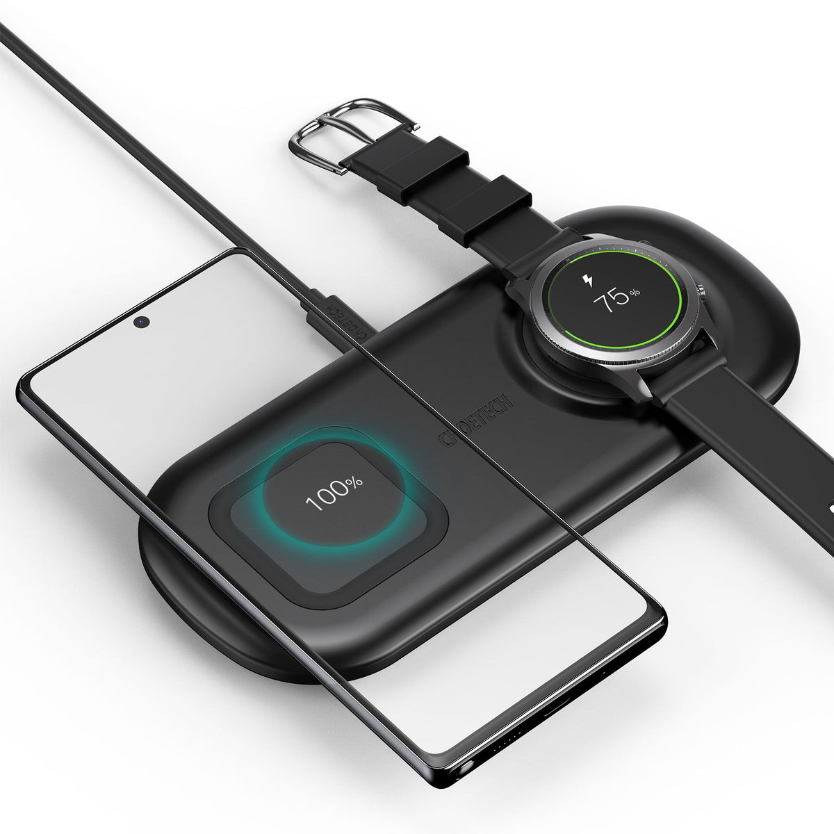 CHOETECH 2 in 1 Wireless Charger, 10W Max Wireless Charging Pad with ...