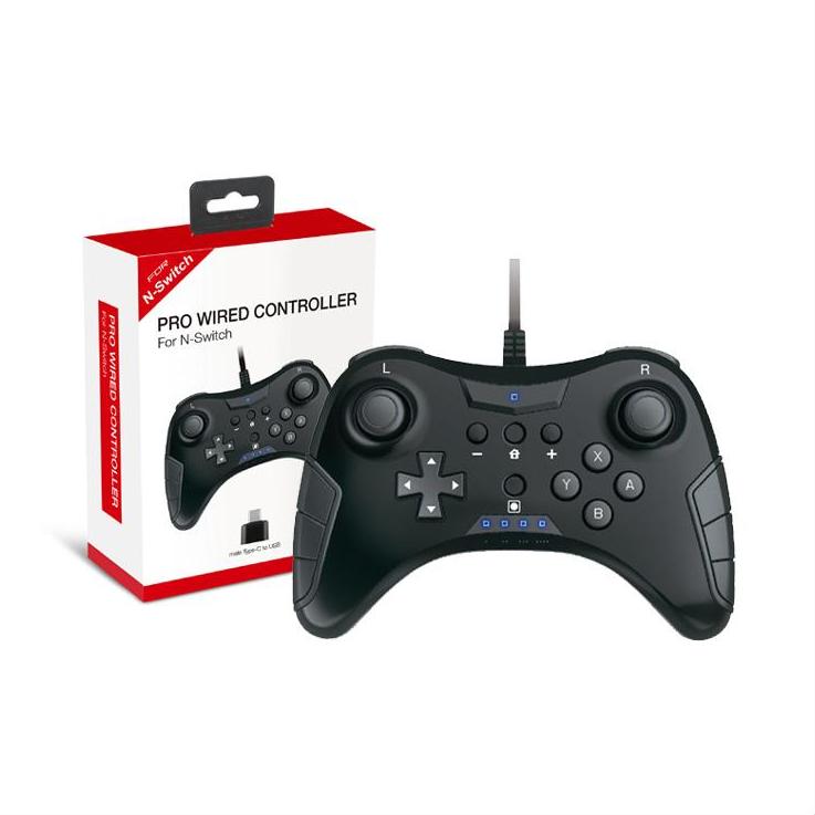 Dobe TNS-901 Pro Wired Controller Gamepad for N-Switch with a male Type-C to USB adapter - Black ...
