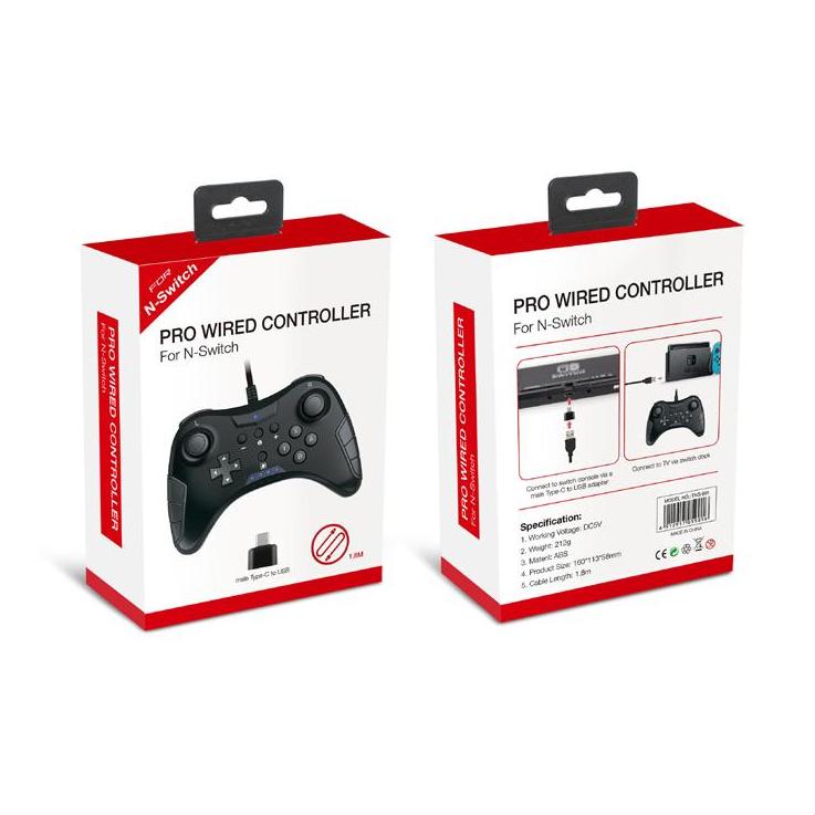 Dobe TNS-901 Pro Wired Controller Gamepad for N-Switch with a male Type-C to USB adapter - Black ...