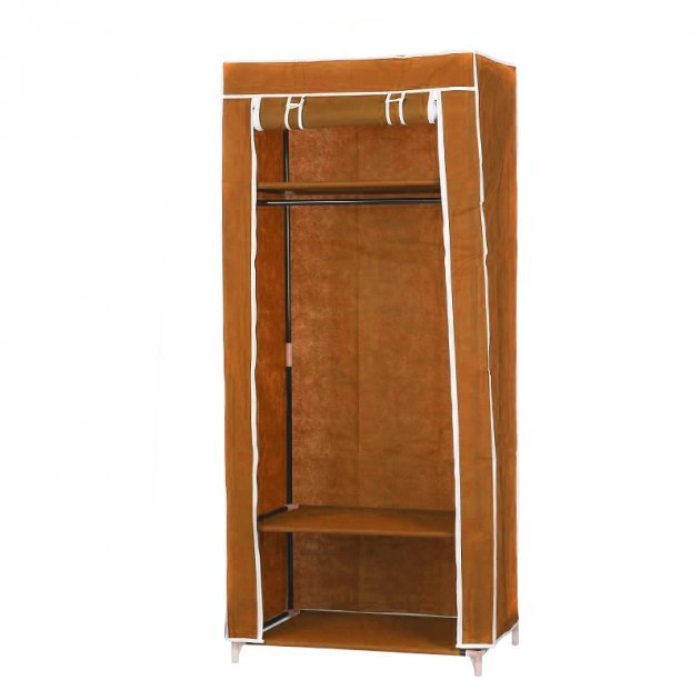 Single Door Portable Foldable Hanging Storage Wardrobe with 3 Shelves ...