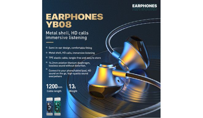 WEKOME YB08 Blackin Series - HiFi Lightning wired headphones - Black Level Up